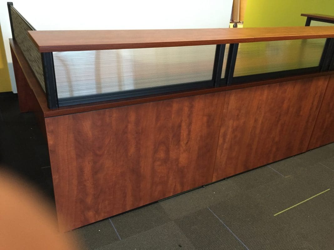 BORDERS U SHAPE RECEPTION DESK WITH GLAZED REVEAL (Cherry Shown) SELECT ...