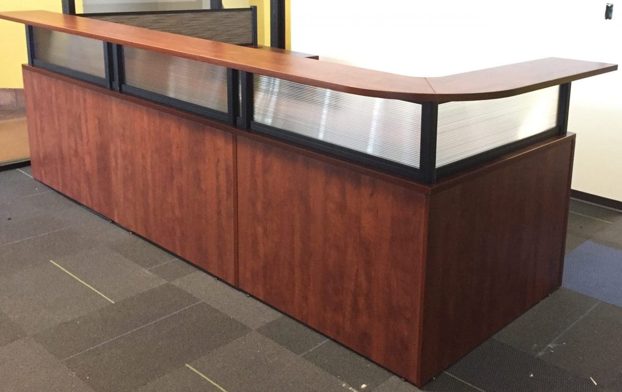 BORDERS U SHAPE RECEPTION DESK WITH GLAZED REVEAL (Cherry Shown) SELECT ...