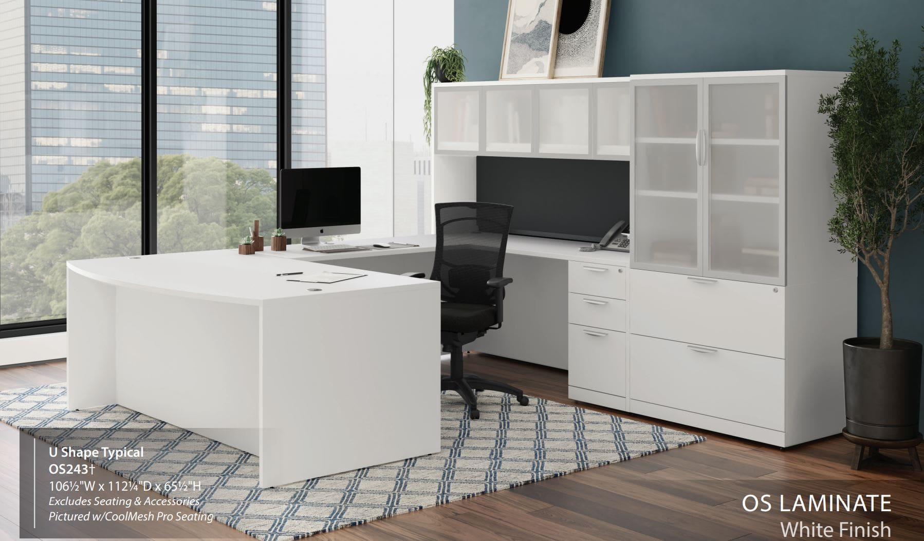 White L Desk Executive (Reversible) 66 x 72
