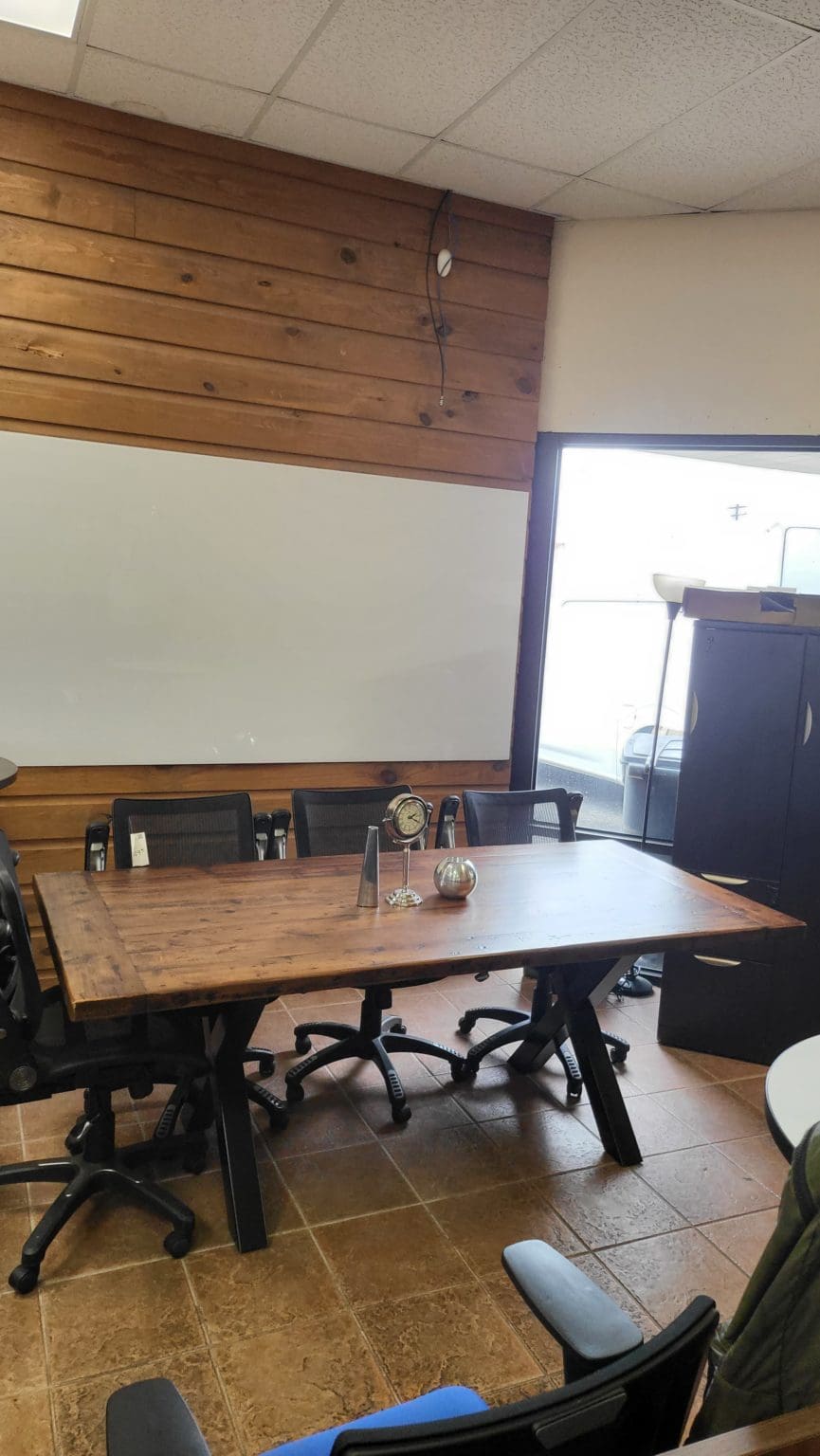 Buy Solid Wood Conference Table With Industrial Black Bases