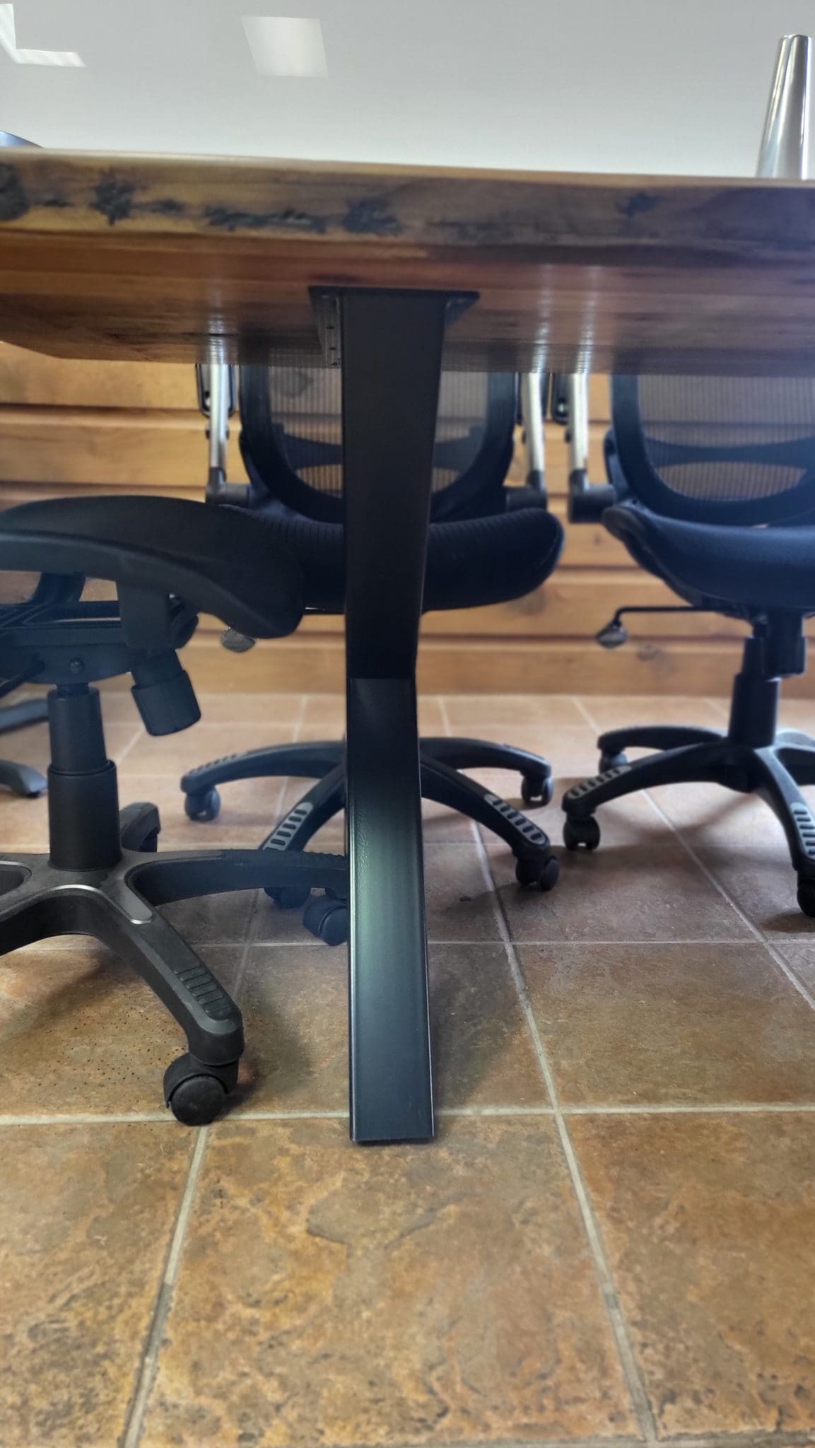 Rustic Solid Wood Conference Table with Black Industrial X Base