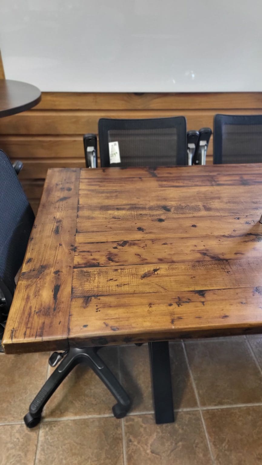 Buy Solid Wood Conference Table With Industrial Black Bases