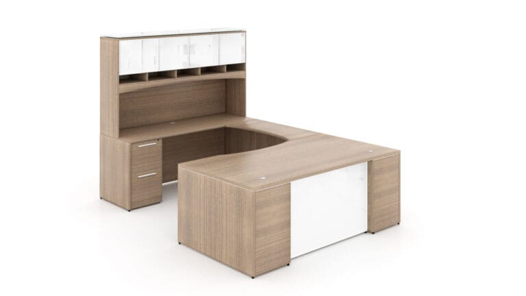 Modern U Shaped Desk - 102x72 Potenza Executive With Glass Accents ...